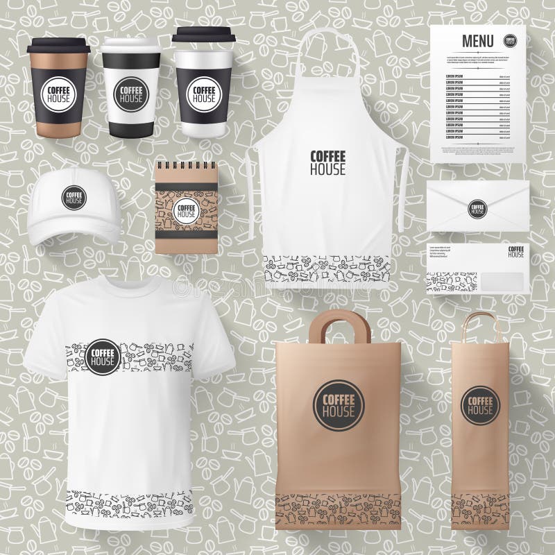 Vector Cafe Merchandise or Coffee Items Mockups Stock Vector ...