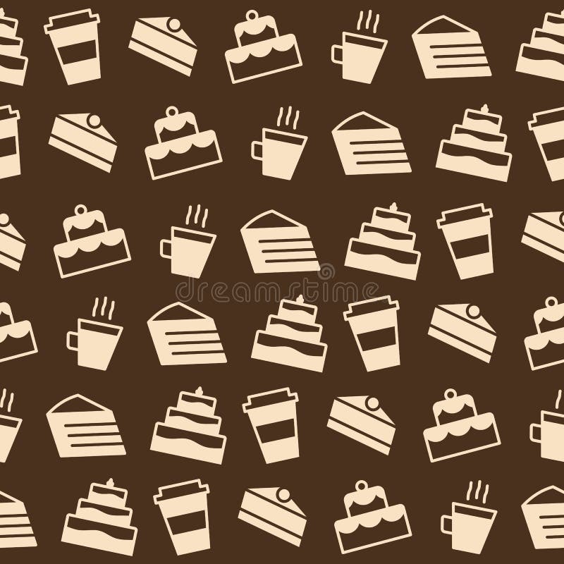 Vector Cake and Coffee Seamless Pattern Flat Style Stock Vector ...