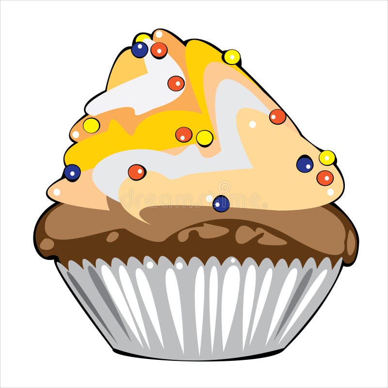 Vector Cake with Yellow Cream Isolated on White Stock Vector ...