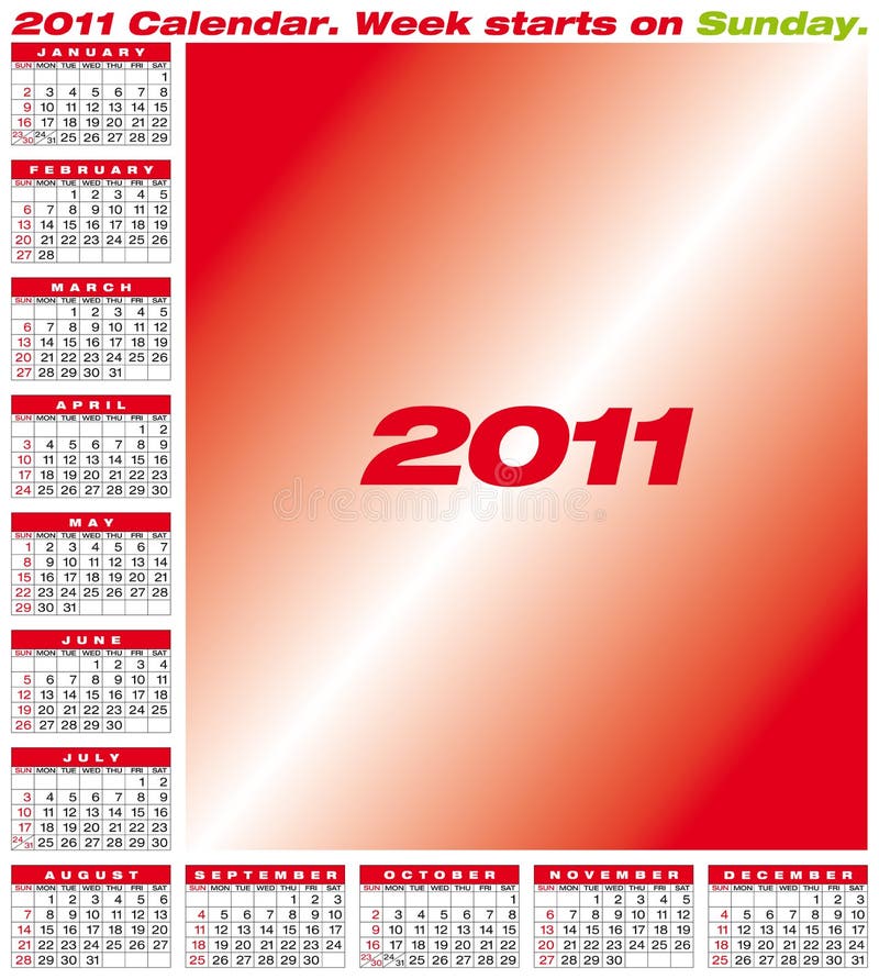 Simple 2011 Calendar stock vector. Illustration of months - 13906486