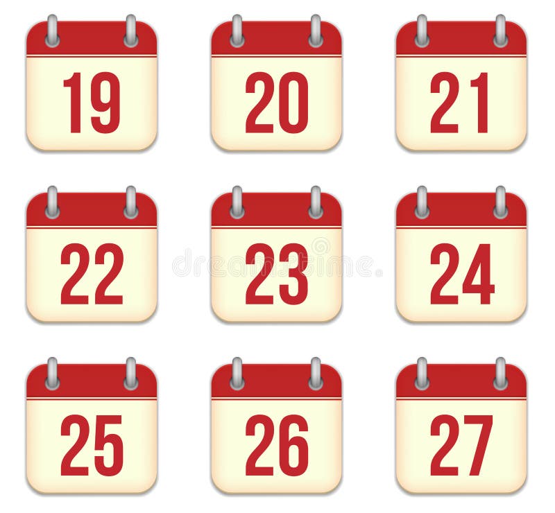 Calendar days icons stock vector. Illustration of white - 30785045