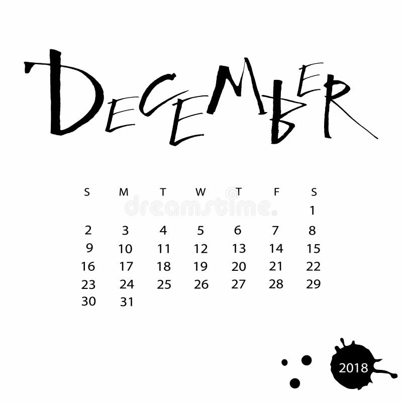 Vector Calendar for December 2018. Stock Vector - Illustration of paper ...