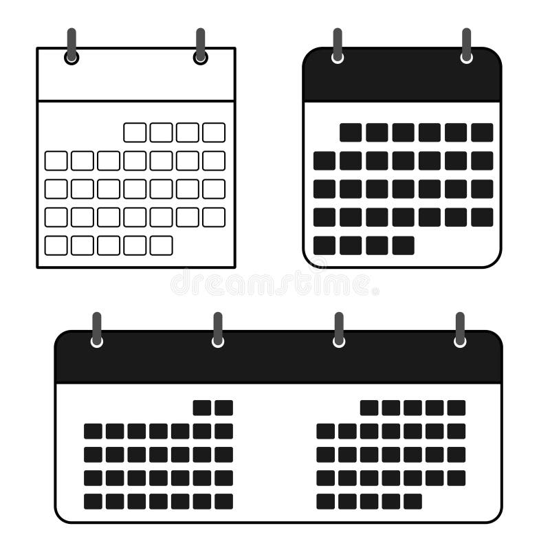 Vector Calendar Icon in Two Types. One Page One Month and One Page Two ...