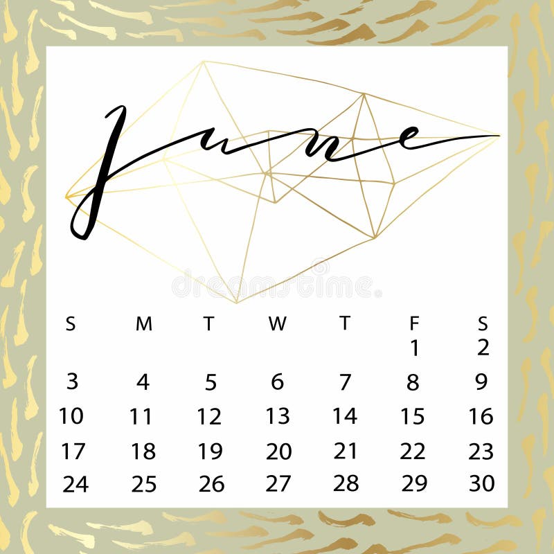 Vector Calendar for June 2018. Stock Vector - Illustration of date ...