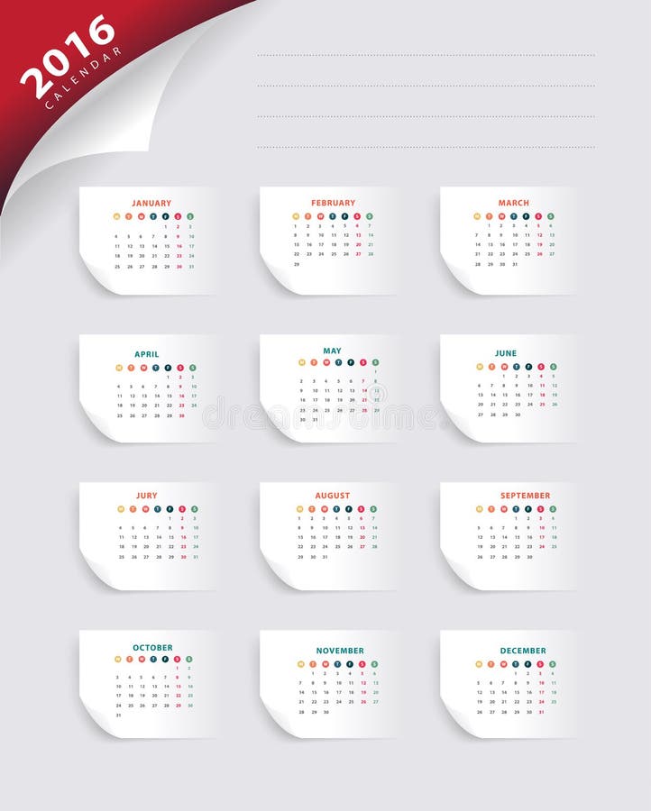 Vector Calendar 2016 New Year Paper Banner Stock Illustration ...