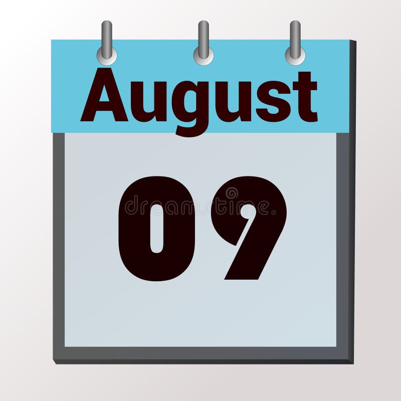 Vector Calendar Page with Date August 9, Light Colors Stock Vector ...