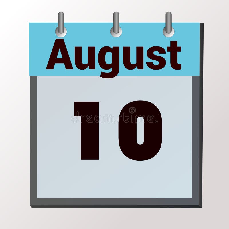 Vector Calendar Page with Date August 10, Light Colors Stock Vector ...