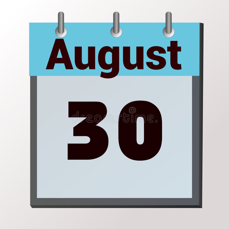 Vector Calendar Page with Date August 30, Light Colors Stock Vector ...