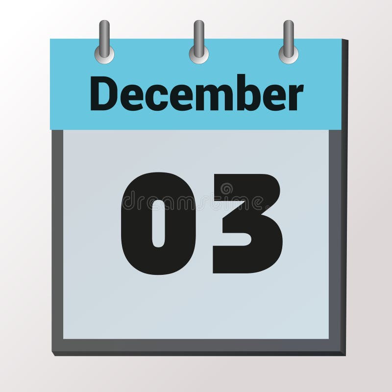 Vector Calendar Page with Date December 3, Light Colors Stock Vector ...
