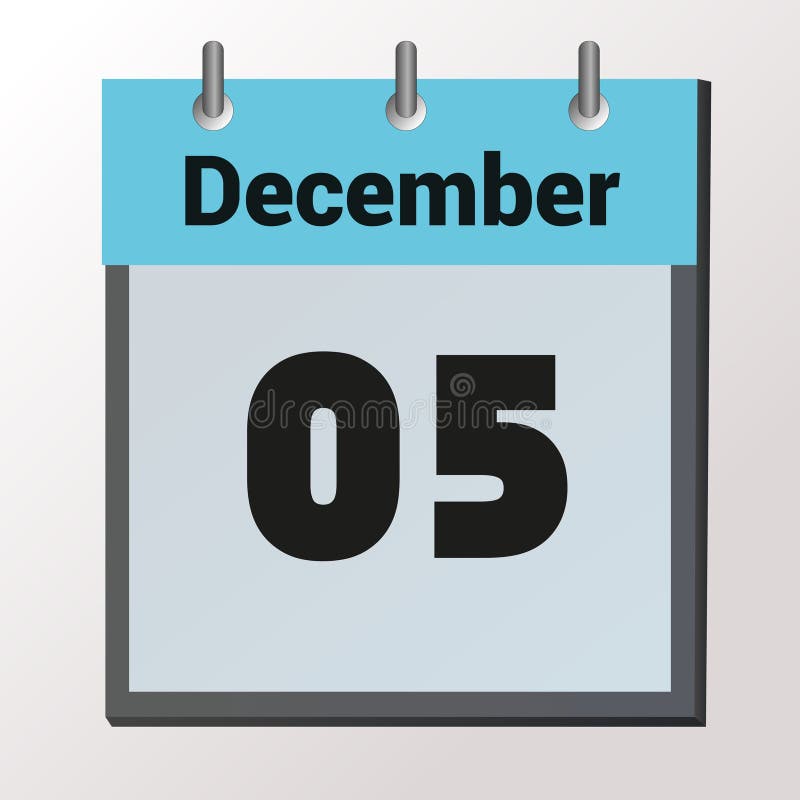 Vector Calendar Page with Date December 5, Light Colors Stock Vector ...