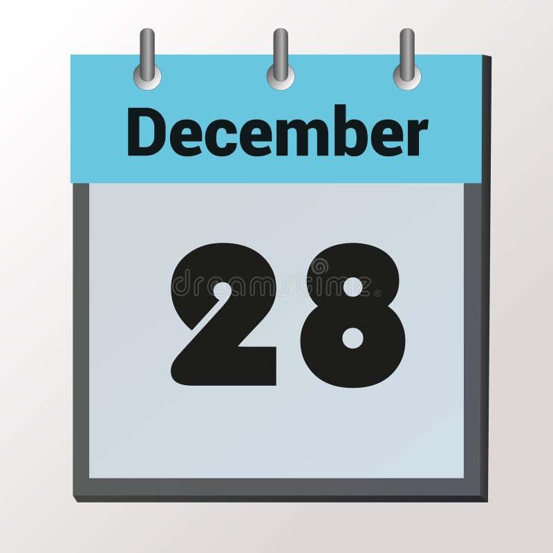Vector Calendar Page with Date December 28, Light Colors Stock Vector ...