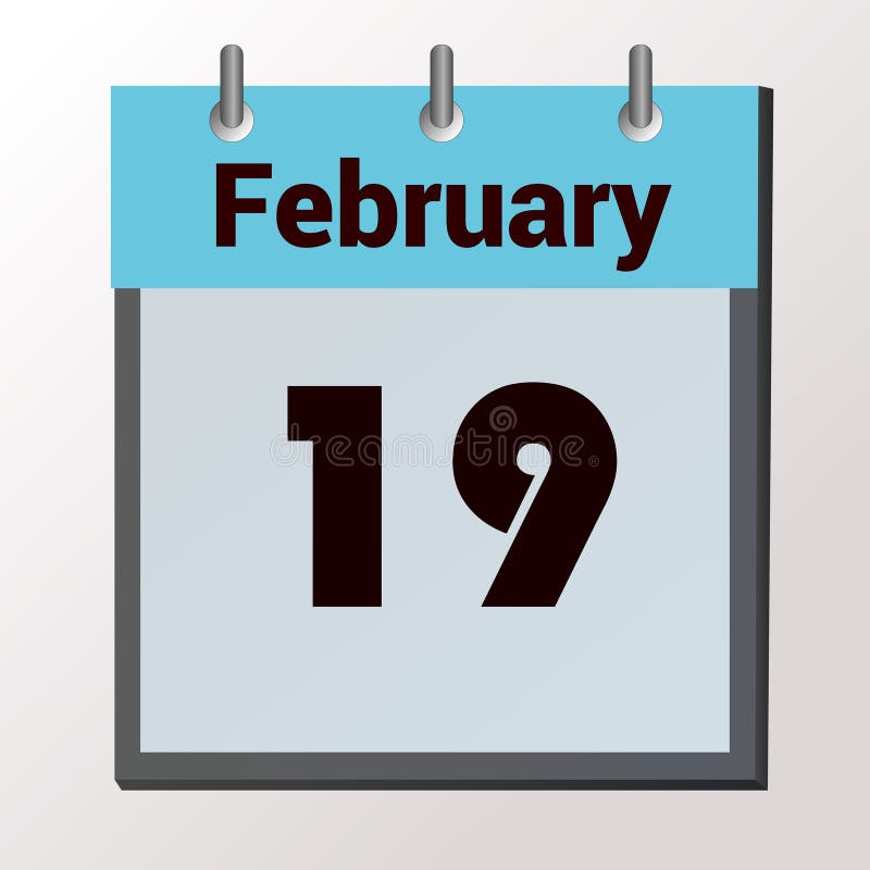 Vector Calendar Page with Date February 19, Light Colors Stock ...