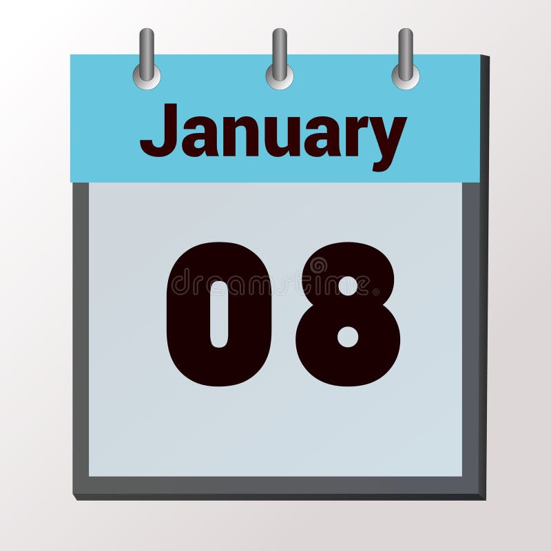 Vector Calendar Page with Date January 8, Light Colors Stock Vector ...
