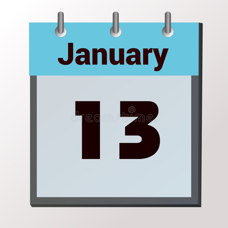Vector Calendar Page with Date January 13, Light Colors Stock ...