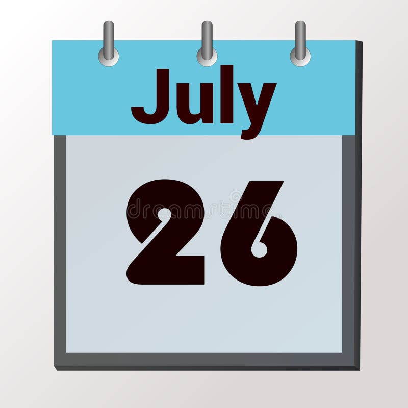 Vector Calendar Page with Date July 26, Light Colors Stock Vector ...