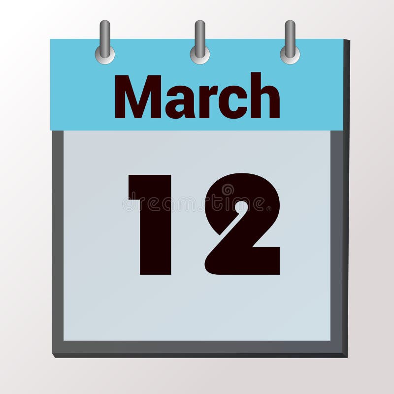 Vector Calendar Page with Date March 12, Light Colors Stock Vector ...