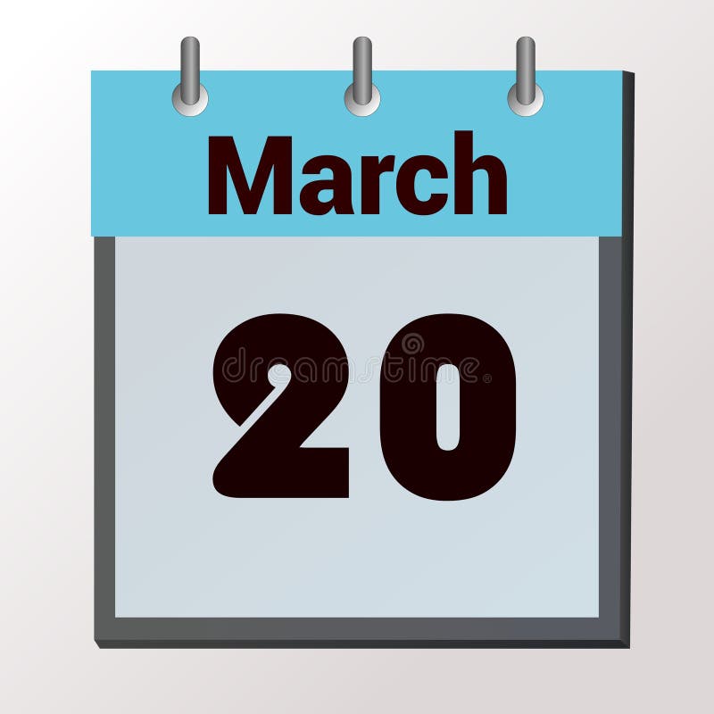 Vector Calendar Page with Date March 20, Light Colors Stock Vector ...