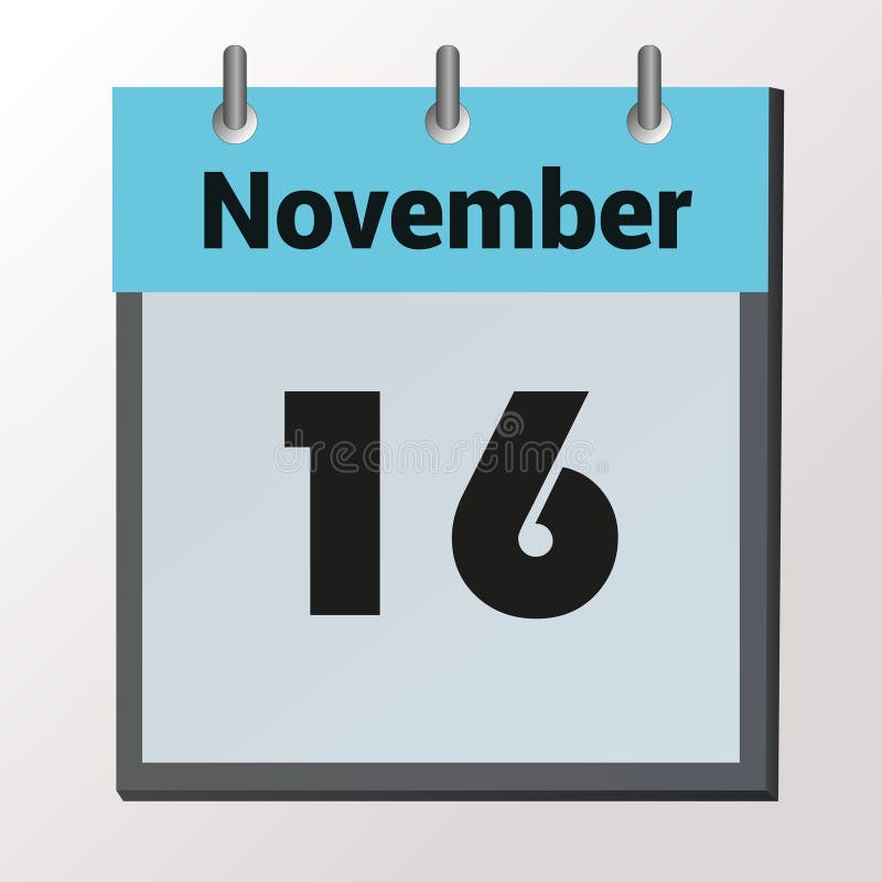 Vector Calendar Page with Date November 16, Light Colors Stock Vector ...