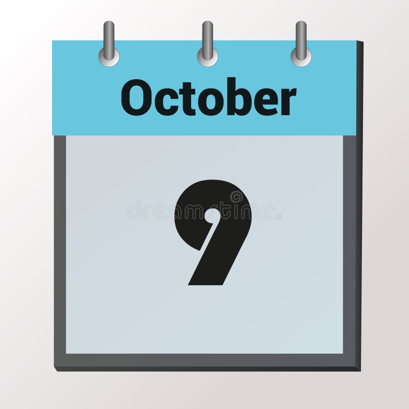 Vector Calendar Page with Date October 9, Light Colors Stock Vector ...