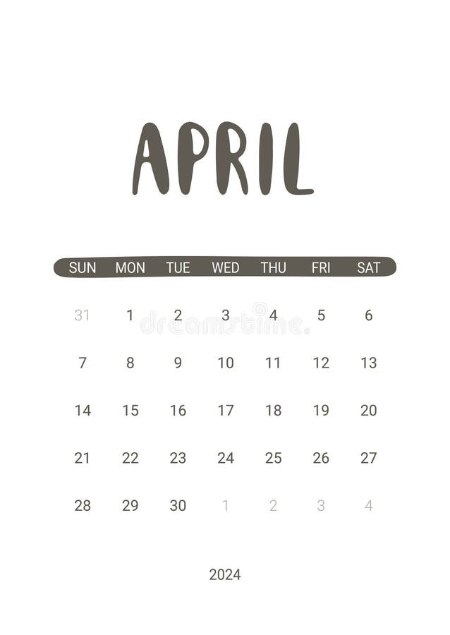 Vector Calendar Planner for April 2024. Stationery Design for Printable ...