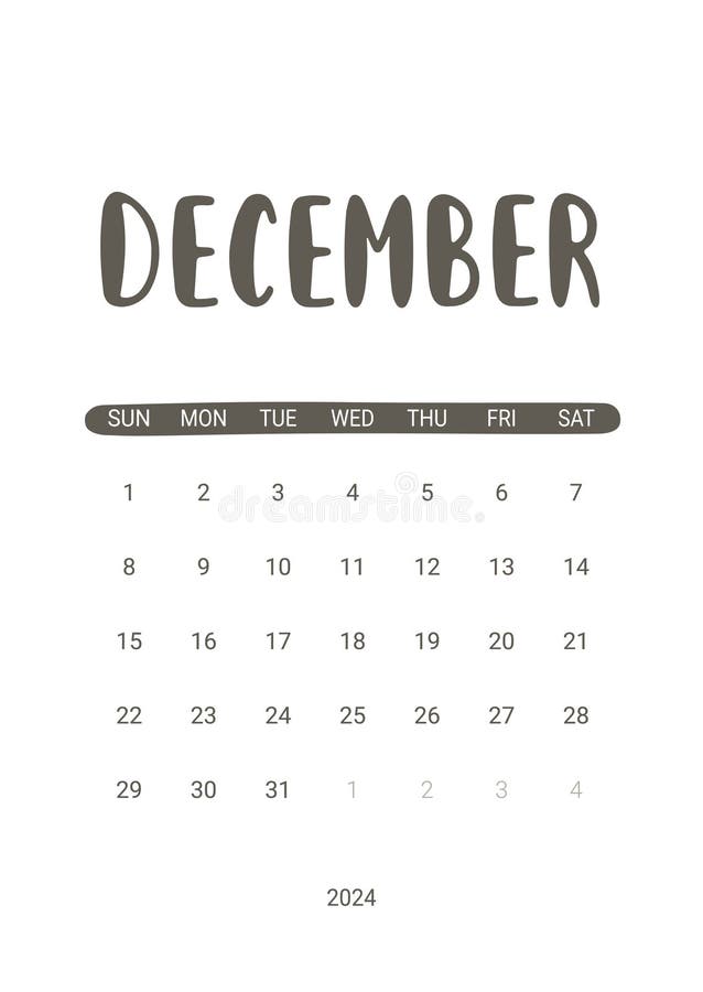 Vector Calendar Planner for December 2024. Stationery Design for ...