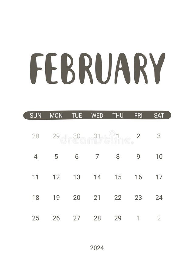 Vector Calendar Planner for February 2024. Stationery Design for ...