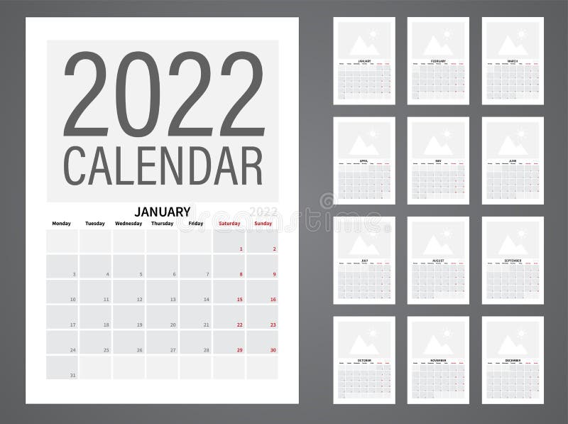 2022 vector calendar stock vector. Illustration of year - 213747038