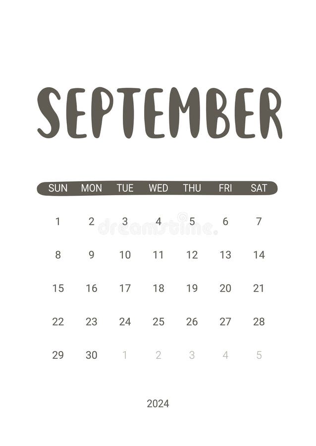 Vector Calendar Planner for September 2024. Stationery Design for ...