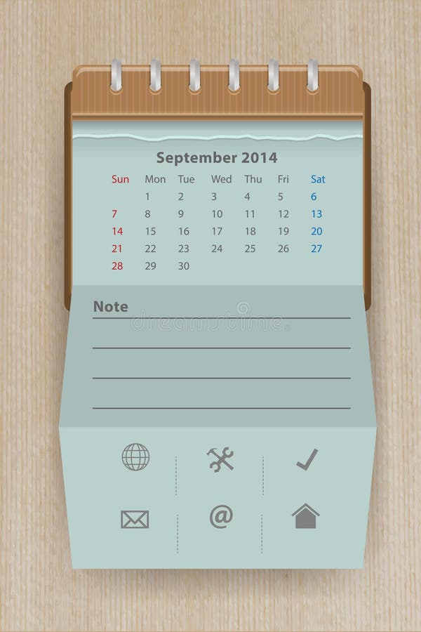 Vector Calendar September 2014 Stock Vector - Illustration of desk ...