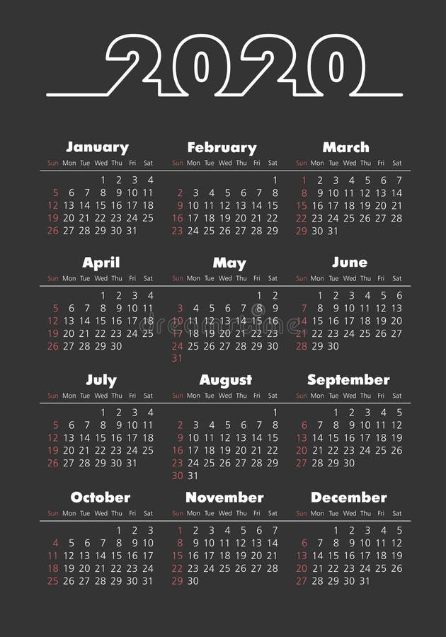 Calendar 2020, 2021, 2022 Years. Vertical Vector Calender Design ...