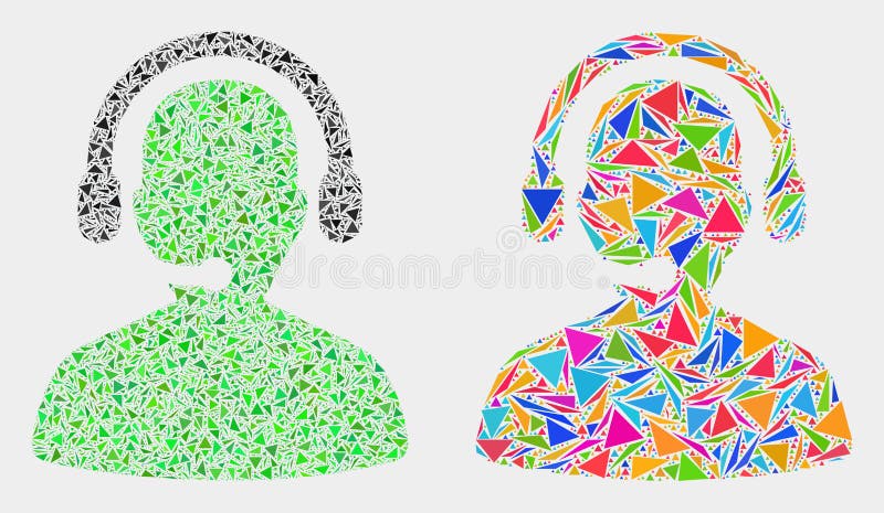 Vector Call Center Operator Mosaic Icon of Triangle Elements Stock ...