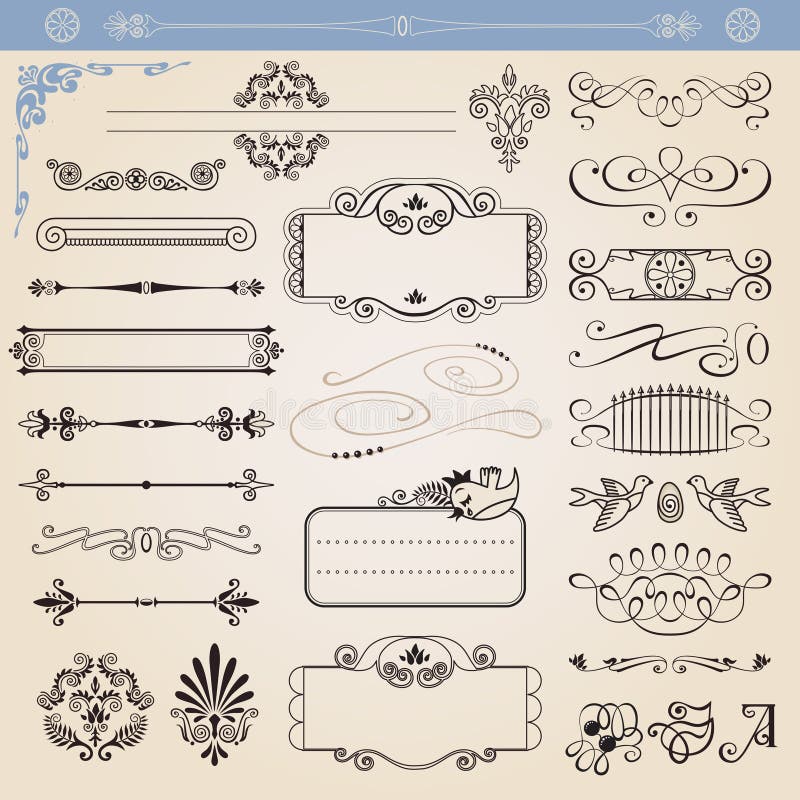 Vector Calligraphic Decoration Elements Set Stock Vector - Illustration ...
