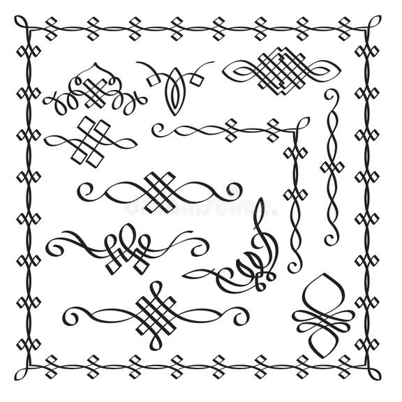 Vector Calligraphic Design Elements. Hand Drawn Modern Calligra Stock ...