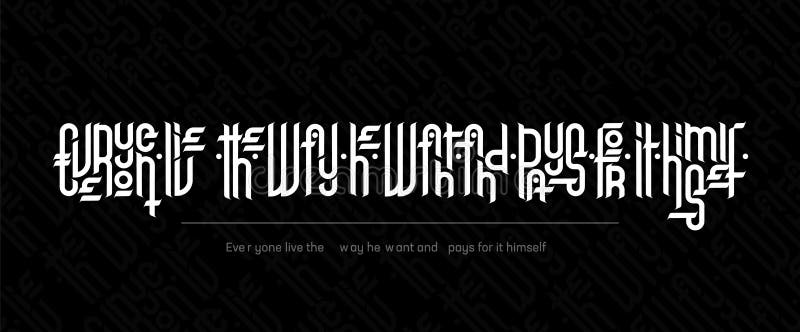 Vector Calligraphic Lettering Template in Gothic Style on Black ...