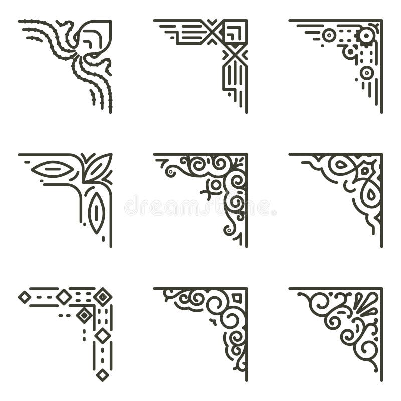 Vector Calligraphic Line Corners for Vintage Frames Stock Vector ...
