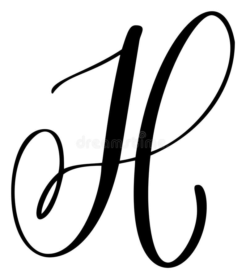Vector Calligraphy Hand Drawn Capital Letter H Drop Cap. Script Font ...