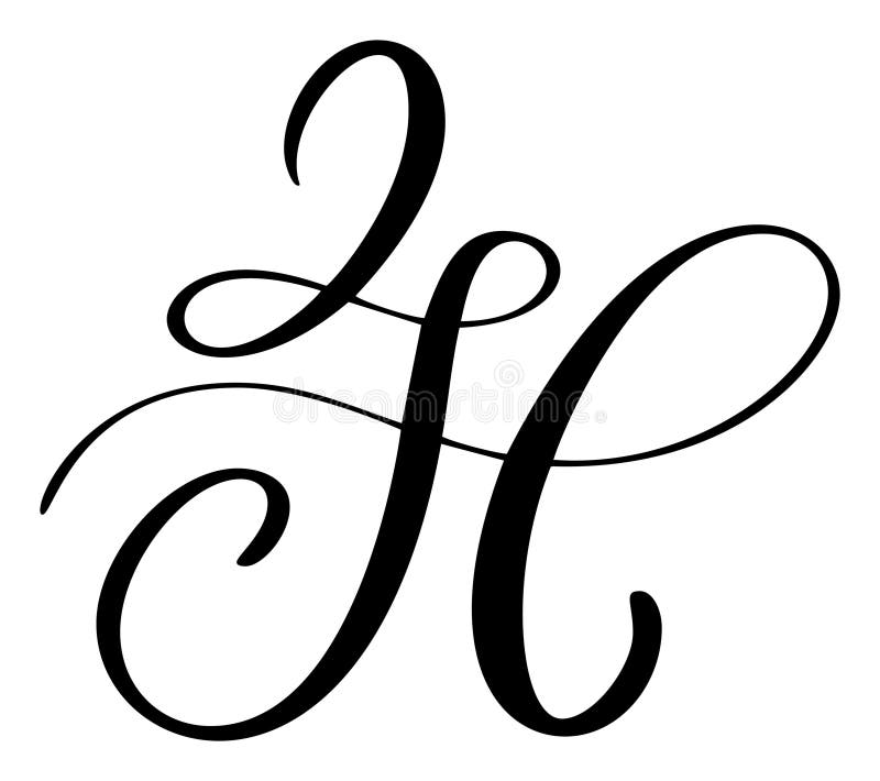 Vector Calligraphy Hand Drawn Capital Letter H Logo. Script Font ...