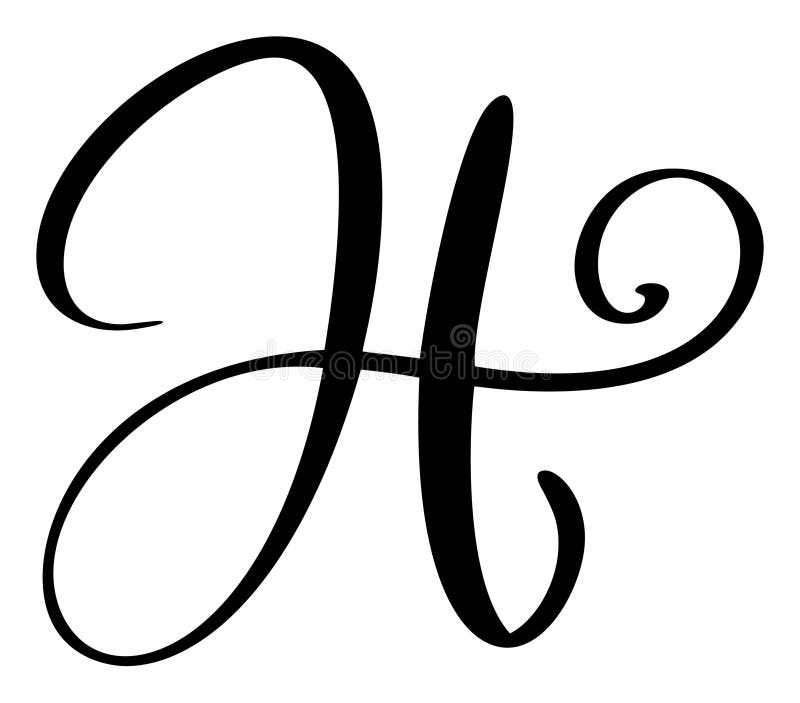 Vector Calligraphy Hand Drawn Capital Letter H. Script Font Logo Icon ...