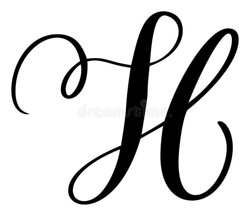 Vector Calligraphy Hand Drawn Capital Letter H. Script Font Logo Icon ...