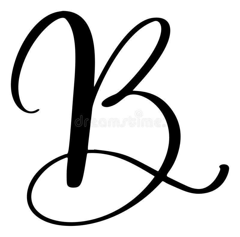Vector Calligraphy Hand Drawn Letter B Logo Italic. Script Font ...