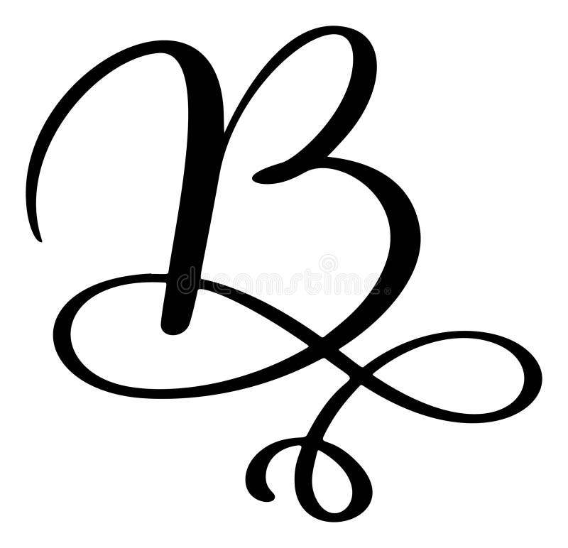 Vector Calligraphy Hand Drawn Letter B Logo Wedding. Script Font ...