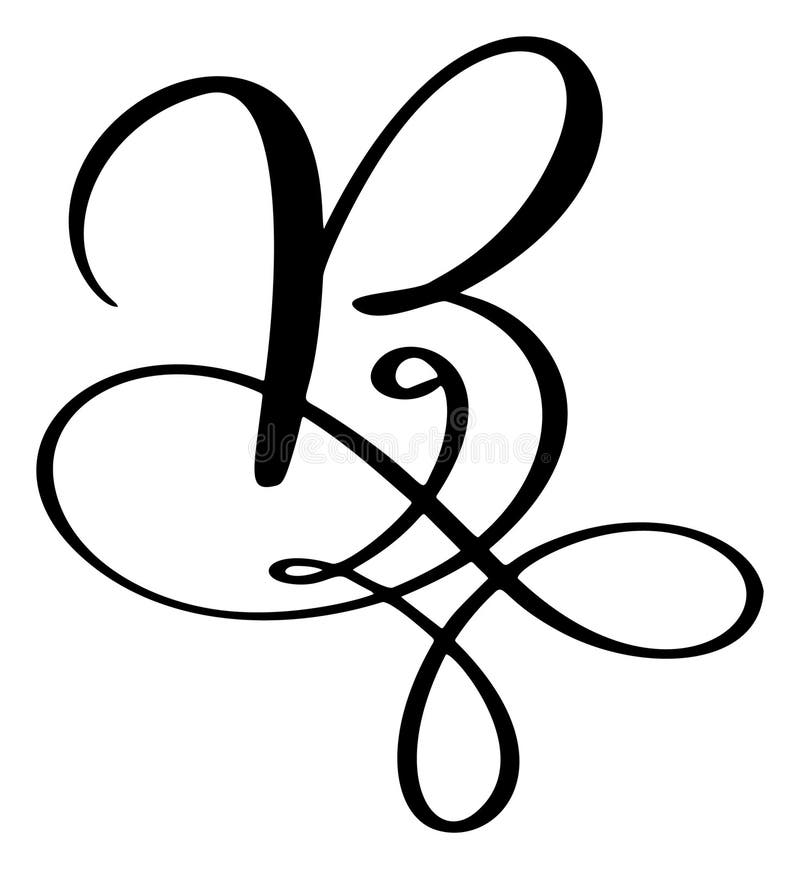 Vector Calligraphy Hand Drawn Letter B. Script Font Icon Logo Stock ...