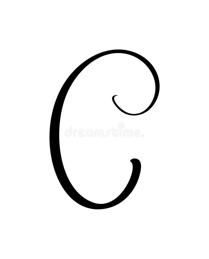 Vector Calligraphy Hand Drawn Letter C Logo. Script Font Stock Vector ...