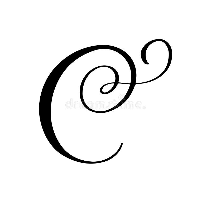Vector Calligraphy Hand Drawn Letter C Logo. Script Font Stock Vector ...