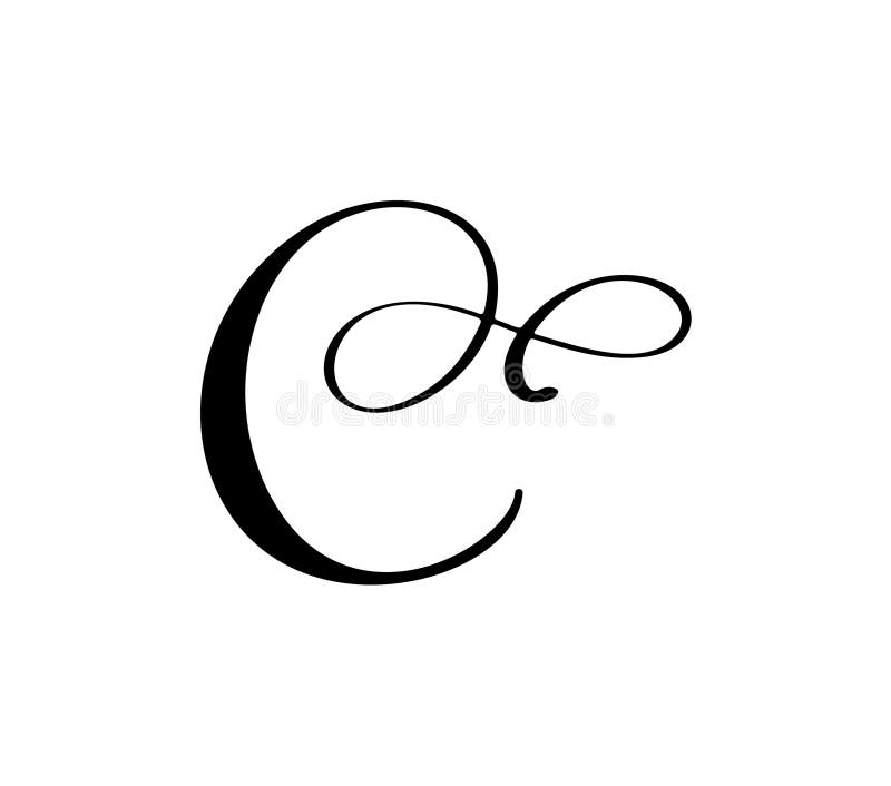 Vector Calligraphy Hand Drawn Letter C. Script Font Logo Icon Stock ...