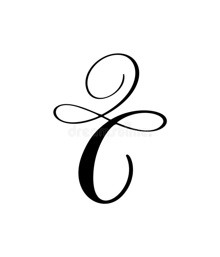Vector Calligraphy Hand Drawn Letter C. Script Font Logo Icon Stock ...