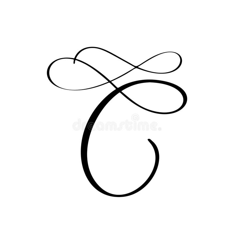 Vector Calligraphy Hand Drawn Letter C. Script Font Logo Icon Stock ...