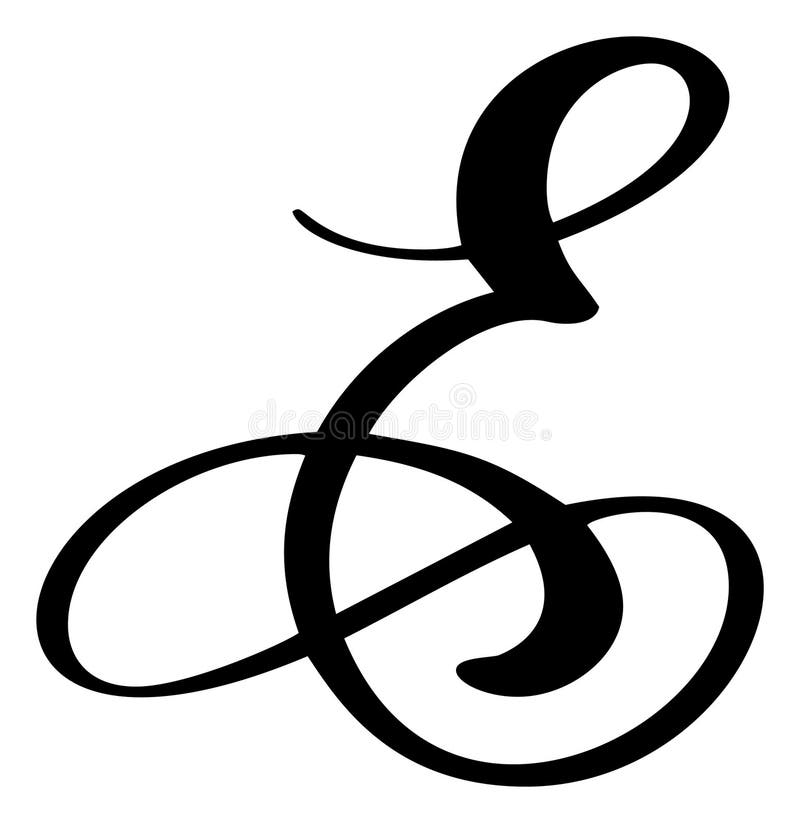 Vector Calligraphy Hand Drawn Letter E Logo. Script Font Stock Vector ...