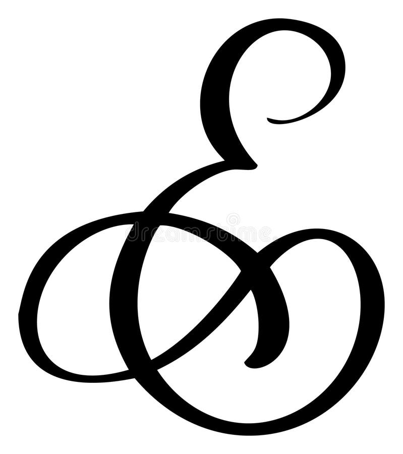 Vector Calligraphy Hand Drawn Letter E. Script Font Logo Icon Stock ...