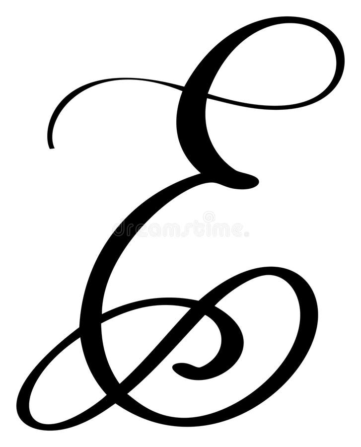 Vector Calligraphy Hand Drawn Letter E. Script Font Logo Icon Stock ...
